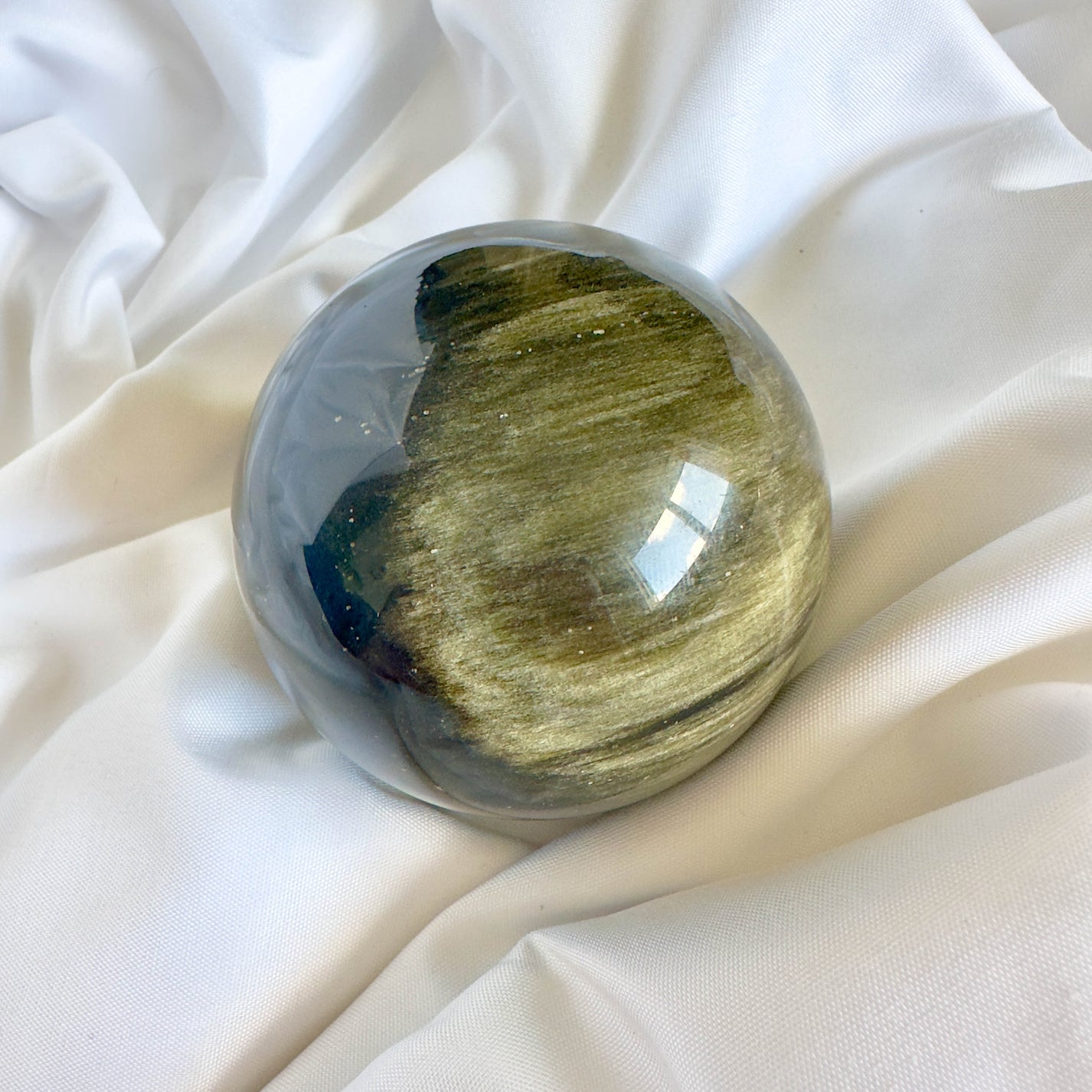 Gold Sheen Obsidian - Sphere - Crystals For Protection - Crystal Qi